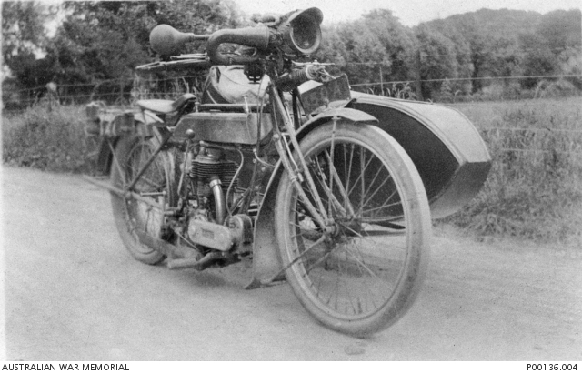 A TRIUMPH H MODEL MOTORCYCLE USED BY DISPATCH RIDERS OF THE AUSTRALIAN ...