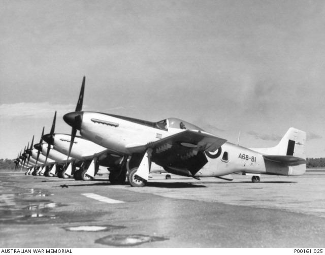CANBERRA, ACT, 1947-10-03. A LINE-UP OF NO 4 SQUADRON, RAAF, P51 ...