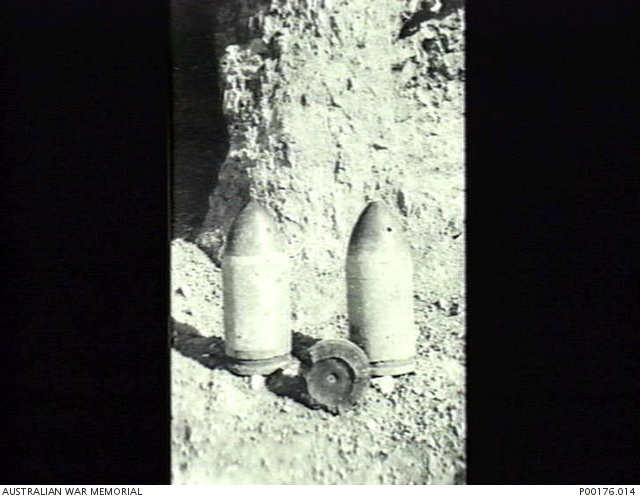 GALLIPOLI, TURKEY, 1915-12-08. 8.2" SHELLS FIRED FROM FORT CHANAK ...