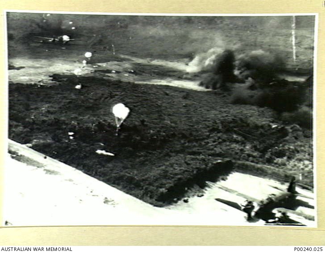 RABAUL, 1942-11. ALLIED AIR FORCES STRIKE JAPANESE AERODROME. (DONOR: W ...