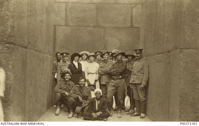 CAIRO, EGYPT, 1914-1915. GROUP OF SOLDIERS AND NURSES PHOTOGRAPHED ...