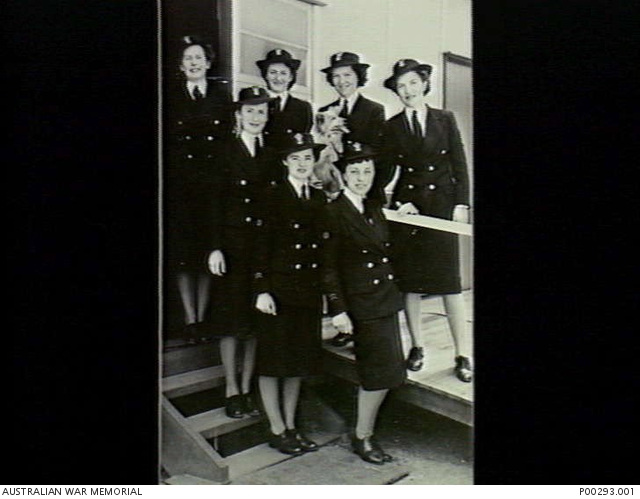 Outdoor group portrait of members of the Women’s Royal Australian Naval ...