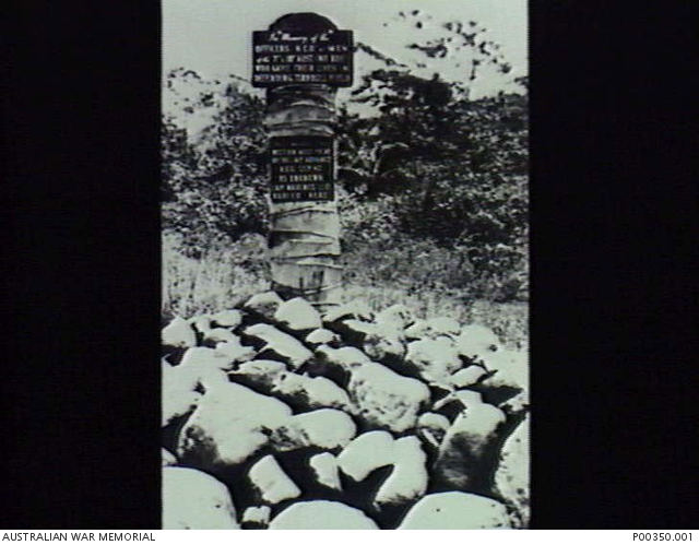 MILNE BAY, PAPUA, 1942. MEMORIAL COMMEMORATING THE MEN WHO DIED IN THE SUCCESSFUL DEFENCE OF ...