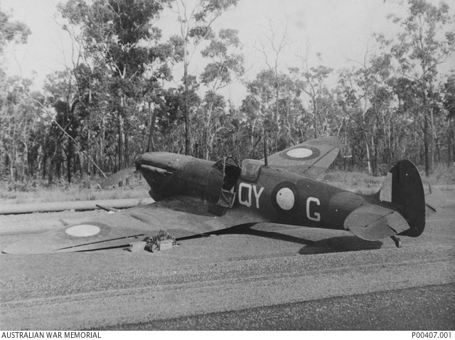 DARWIN, NT? 1944? DAMAGED SUPERMARINE SPITFIRE VC AIRCRAFT 'G' OF NO ...