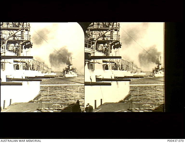Sydney, NSW. 1908-08. Broadside guns of the USS Wisconsin, at anchor in ...