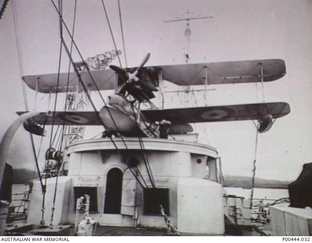HMAS CANBERRA, 1931-09-24. A SEAGULL AMPHIBIOUS AIRCRAFT ON ITS ...