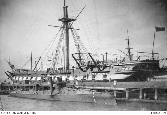 MELBOURNE C.1890. HMVS NELSON AS CUT DOWN TO A SINGLE DECK STEAM ...