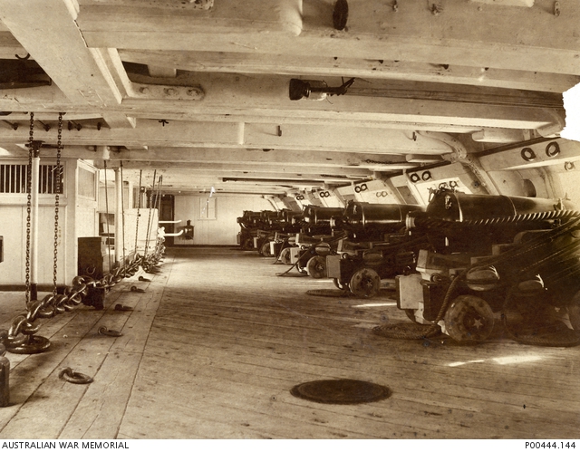 MELBOURNE, VIC. C. 1870. A GUN DECK OF THE FORMER BATTLESHIP HMVS ...
