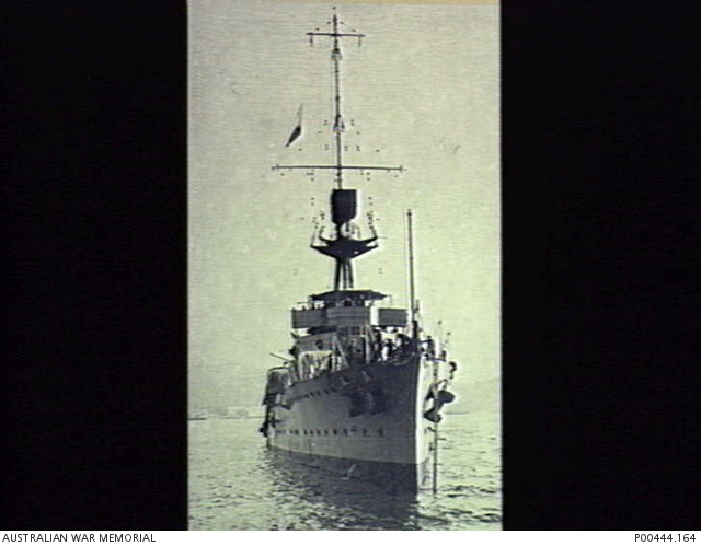 C.1920. BOW VIEW OF THE LIGHT CRUISER HMAS ADELAIDE PRIOR TO HER 1938 ...