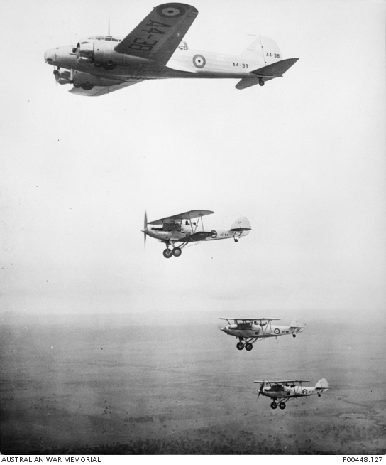 LAVERTON, VIC. 1937. HAWKER DEMON AIRCRAFT OF NO 1 SQUADRON RAAF LED BY ...