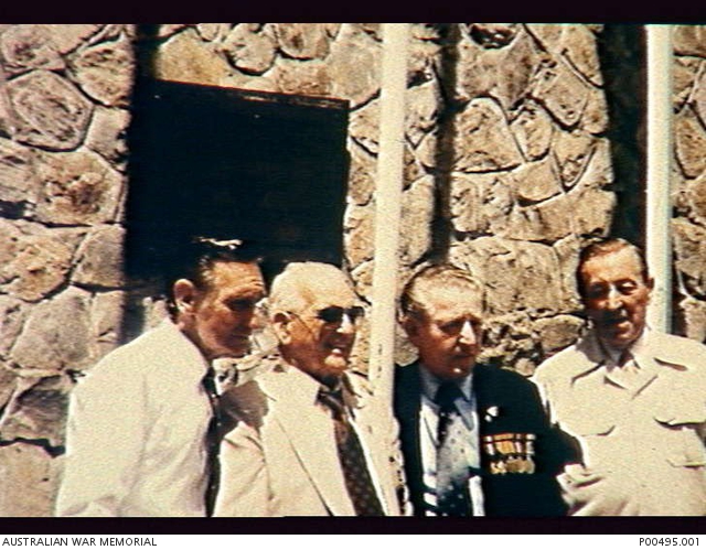 KUNDASAN WAR MEMORIAL, BORNEO. LEFT TO RIGHT: KEITH BOTTERILL, OWEN ...