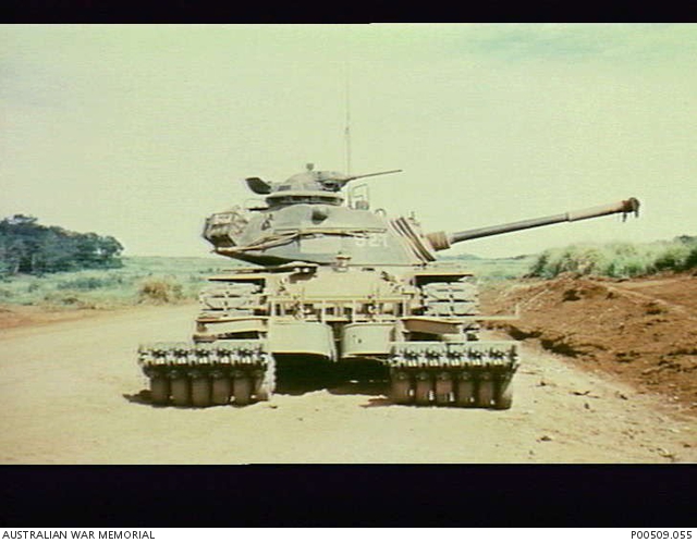 AN AMERICAN M48 MEDIUM TANK, CALL SIGN 92T, USED FOR LAND AND MINE ...