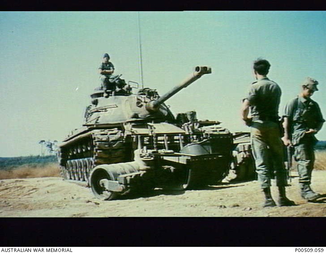 AN AMERICAN M48 MEDIUM TANK, CALL SIGN 92T, USED FOR LAND AND MINE ...
