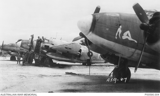 LABUAN ISLAND, BORNEO. 1945. LOCKHEED VENTURA AIRCRAFT OF NO. 13 ...