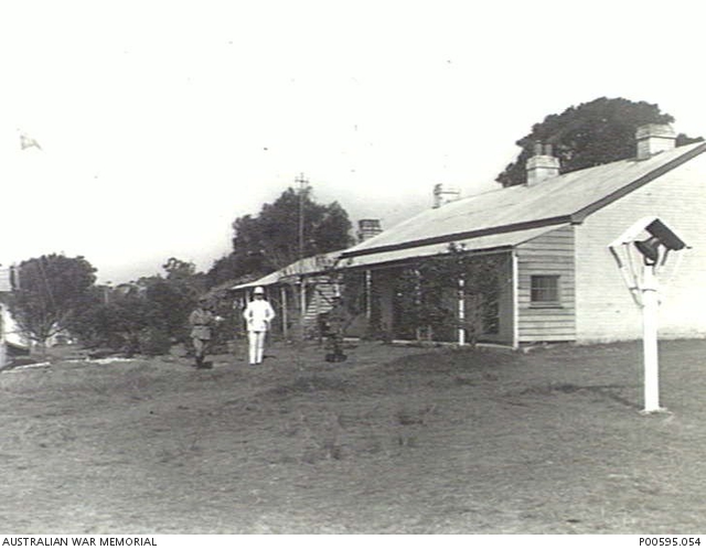 HOLSWORTHY INTERNMENT CAMP, NSW, 1915. HQ BUILDING. FRONT VIEW WITH ...