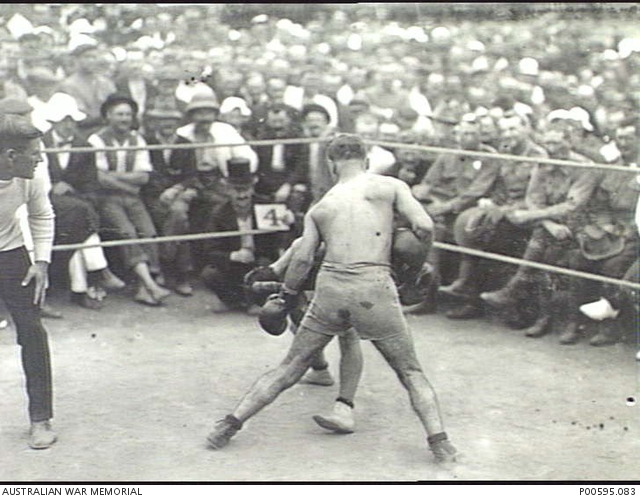 HOLSWORTHY INTERNMENT CAMP, NSW, C.1916. INTERNEES' BOXING MATCH FOR ...