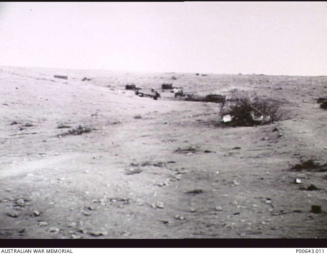 BARDIA, LIBYA, 1941-01. VIEW OF BATTLE FIELD AFTER FIGHTING AROUND ...