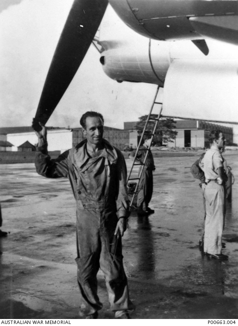 TENGAH, SINGAPORE, C. 1951. FLIGHT ENGINEER, FLYING OFFICER G. GUNNORIE ...