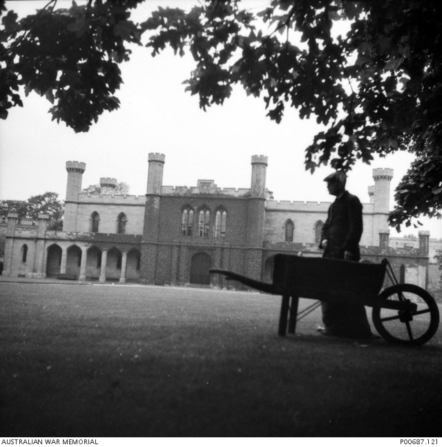 LINCOLN, ENGLAND, 1944-04. VIEW OF CASTLE AND GROUNDS, WITH GARDNER ...