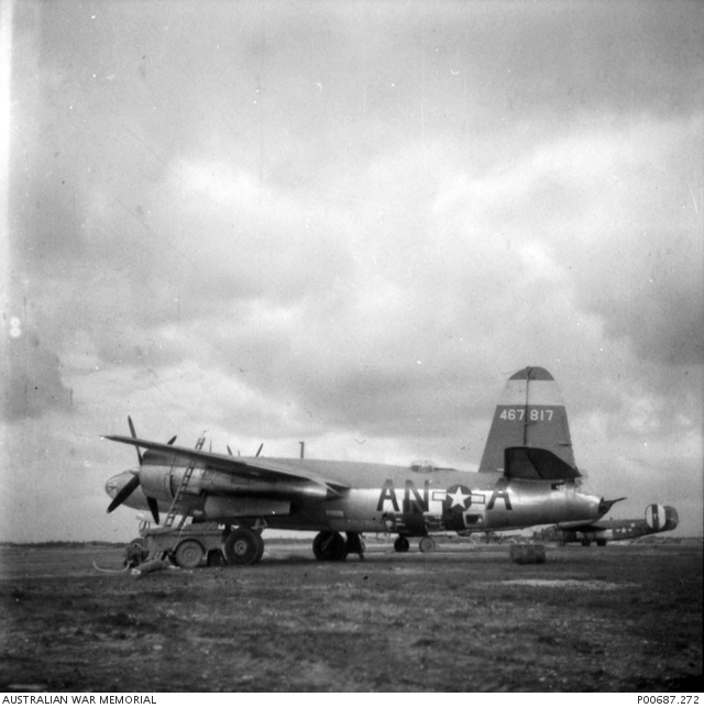 A Martin B-26G-15 Marauder medium bomber (foreground) coded 'AN-A ...