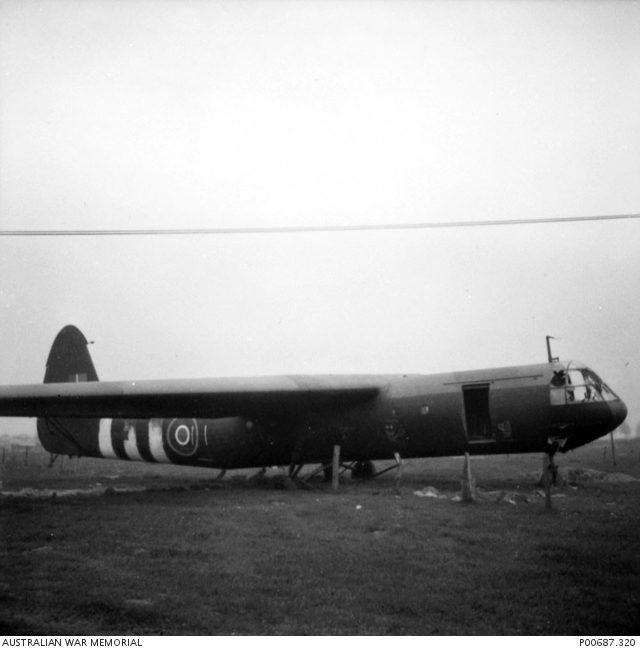 WESEL, GERMANY, 1945-04. LARGE RAF GLIDER ON AIRSTRIP (117.12 ...