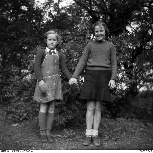 MINDEN, GERMANY, 1945-05-04. TWO GERMAN CHILDREN IN THE GARDEN (120.1 ...