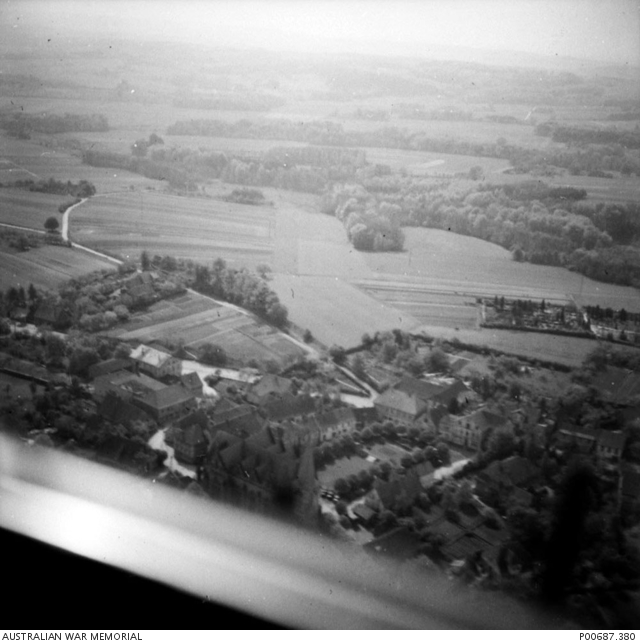 GERMANY, 1945-05-08. V.E. DAY, AERIAL VIEW OF COUNTRYSIDE (123.8 ...
