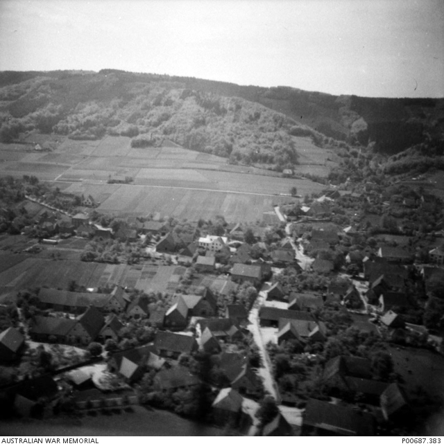 GERMANY, 1945-05-08. V.E. DAY; AERIAL VIEW OF COUNTRYSIDE (123.11 ...