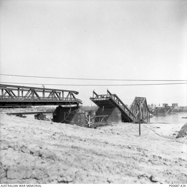 WESEL, GERMANY, 1945-05. WRECKED BRIDGE (127.4). (PHOTOGRAPHER: C ...
