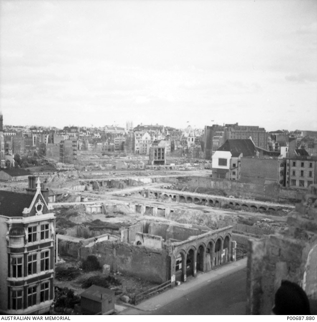 LONDON, ENGLAND, 1945-08. BOMB DAMAGED SECTION OF LONDON. (165.6 ...