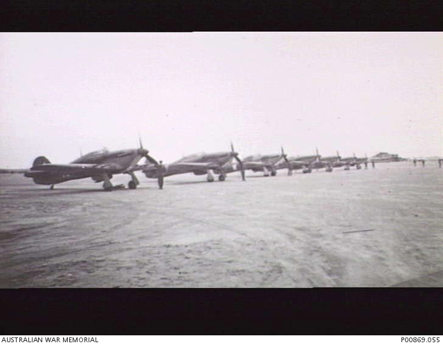MERSA MATRUH, EGYPT, 1943. A LINE OF SEVEN HAWKER HURRICANE IIC ...