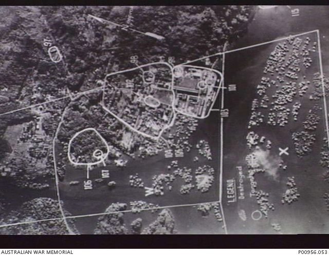 BRUNEI, NORTH BORNEO, 1945-06. AERIAL TARGET PHOTOGRAPH FOR PROPOSED ...