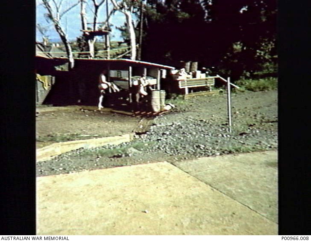 NUI DAT, SAS HILL, SOUTH VIETNAM. 1971. ABLUTION BUILDING CONTAINING ...