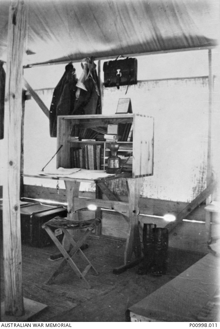 MIDDLE EAST, 1916. INTERIOR OF TENT OFFICE USED BY MAJOR Frederick ...