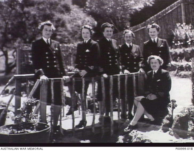 A group of WRANS officers in winter uniform. Identified from left to ...