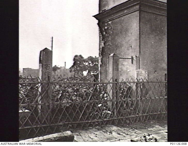 KOBE, JAPAN, 1948-05-23. A VIEW OF THE RUINS OF KOBE HOUSE, USED AS NO ...