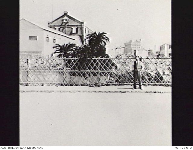 KOBE, JAPAN, 1948-05-22. A VIEW OF THE RUINS OF KOBE HOUSE, USED AS NO ...