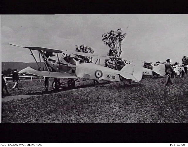 HAWKER DEMON AIRCRAFT LINED UP ON THE GROUND DURING THE MUDGEE AIR ...