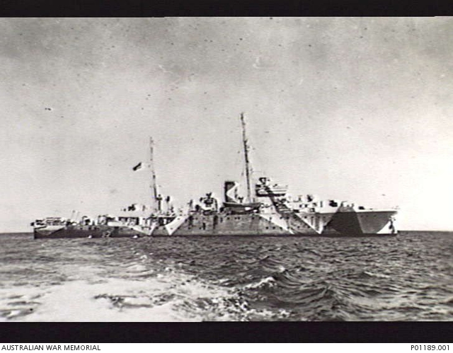 HMAS PARRAMATTA, SHOWING HER CAMOUFLAGE PAINT TREATMENT. (DONOR M ...