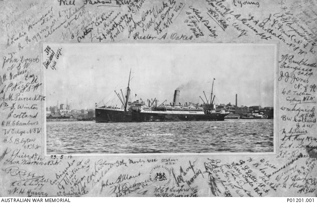 SYDNEY, NSW, 1916-05. THE TROOPSHIP DEMOSTHENES ABOUT TO LEAVE THE ...