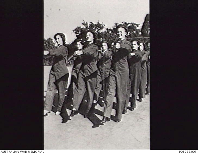 MALVERN, VIC, 1941-03. WAAAF RECRUITS DRILL ON THE TENNIS COURT AT NO ...