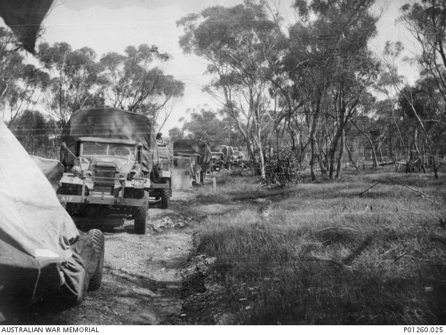 WESTERN AUSTRALIA. 1942-09. TRUCKS OF THE CONVOY THAT MOVED 8 BATTERY ...