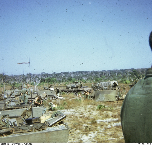 Centurion MkV/1 tanks of A Squadron, 1st Armoured Regiment (1AR) and ...