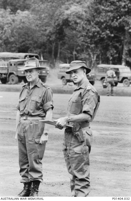 Group Captain Peter Raw, RAAF, Officer Commanding RAAF Vung Tau (left ...