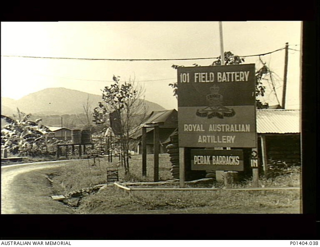The unit sign at the 101st Field Battery lines, reading '101 Field ...