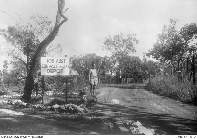 BERRY SPRINGS, NT. C. 1944. THE ENTRANCE TO 108 CONVALESCENT DEPOT ...