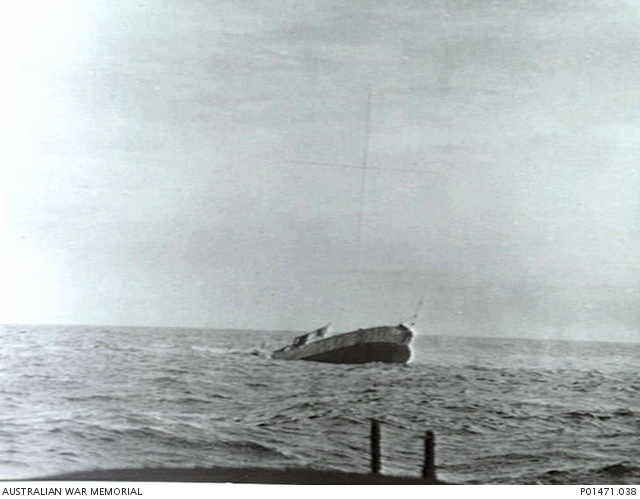 1930-11-24. THE END OF HMAS TORRENS, AFTER SHE WAS USED AS A TARGET FOR ...