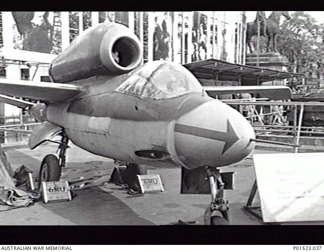 LONDON, ENGLAND. C. 1945-05-08. GERMAN HEINKEL HE 162A SALAMANDER JET ...
