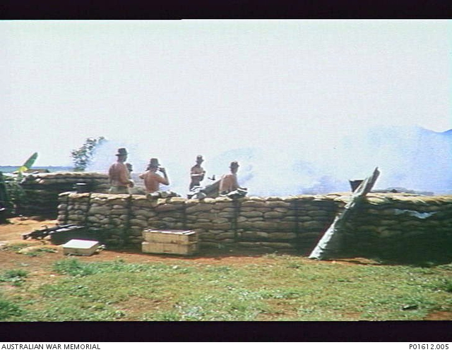MEMBERS OF 101 BATTERY, ROYAL AUSTRALIAN ARTILLERY, FIRING A 105MM L5 ...