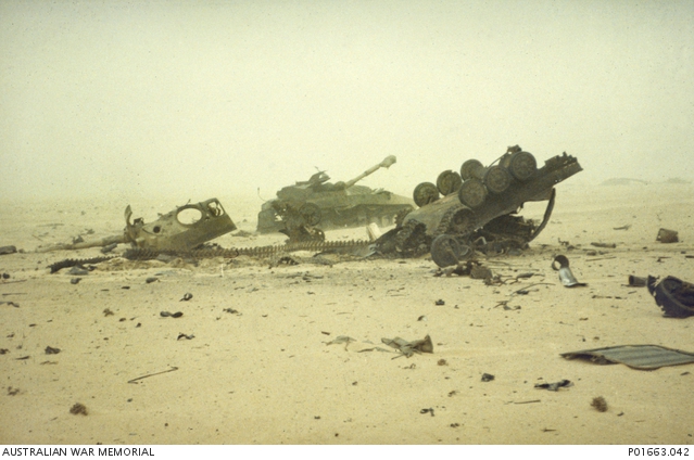 An Iraqi 2S1 self-propelled artillery piece destroyed by coalition ...